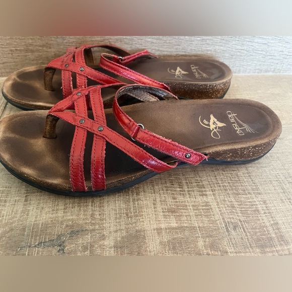 Dansko | Shoes | Dansko Red Strapped Slide Comfort Sandals Size 4 85 Or ...